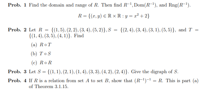 Solved Prob. 1 Find the domain and range of R. Then find | Chegg.com