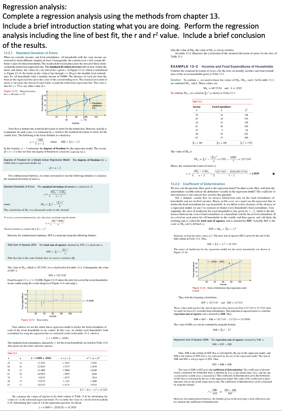 Regression analysis: Complete a regression analysis | Chegg.com