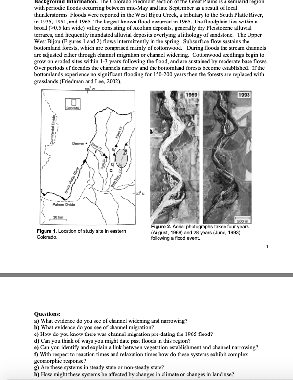 Solved Background Information. The Colorado Piedmont section | Chegg.com