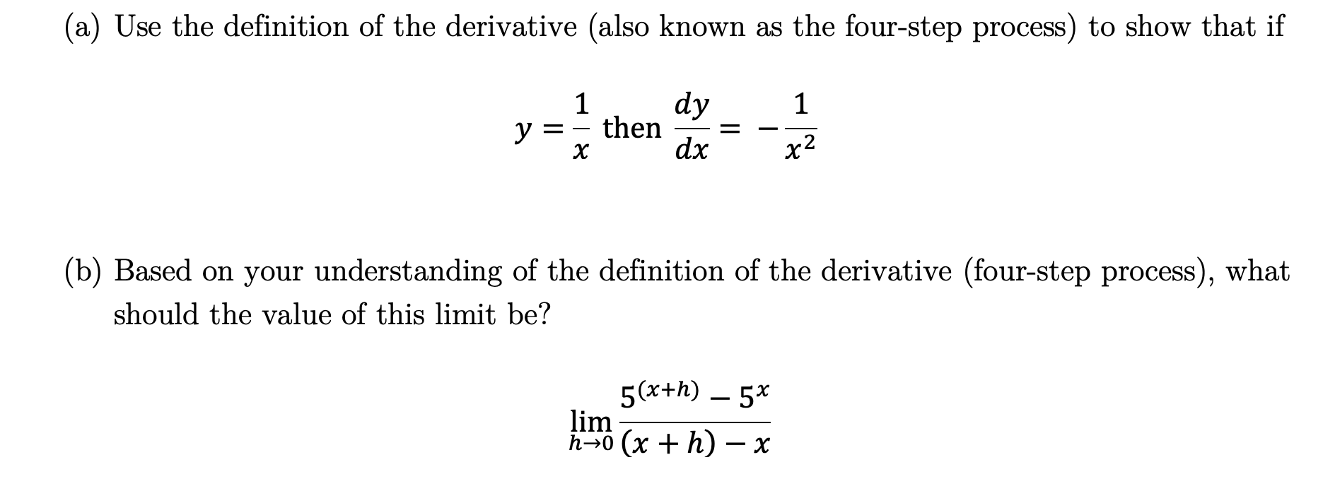 Solved (a) Use the definition of the derivative (also known | Chegg.com