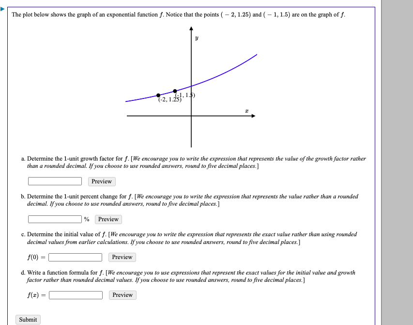 Solved The plot below shows the graph of an exponential | Chegg.com
