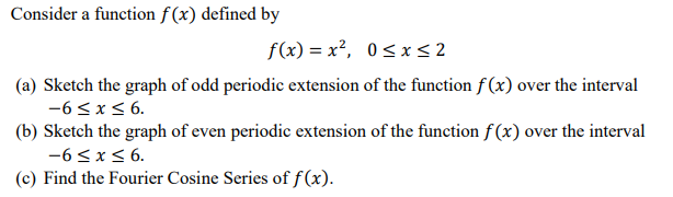 Solved Consider a function f(x) defined by f(x) = x2, 0 | Chegg.com