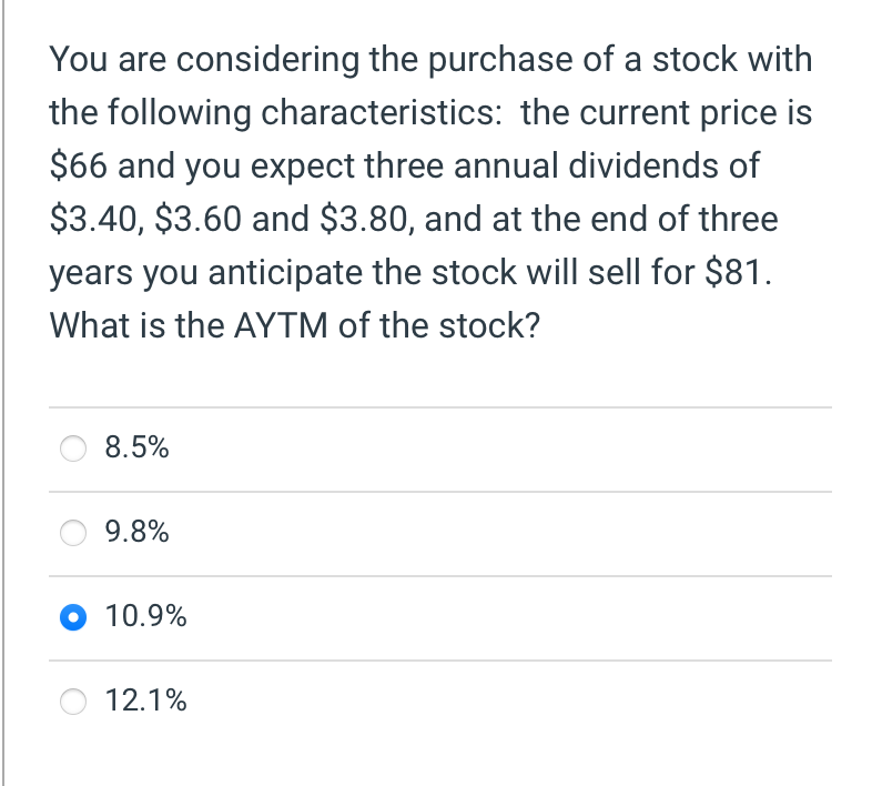 Solved You are considering the purchase of a stock with the | Chegg.com