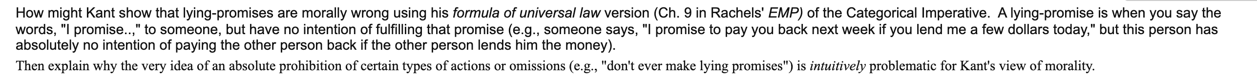 Solved How might Kant show that lying-promises are morally | Chegg.com