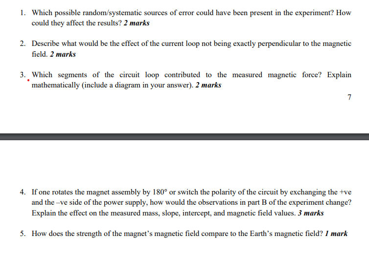 Solved 1. Which possible random/systematic sources of error | Chegg.com
