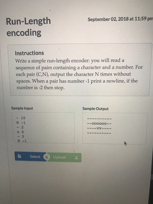 Solved Run-Length encoding September 02,2018 at 11:59 pm | Chegg.com