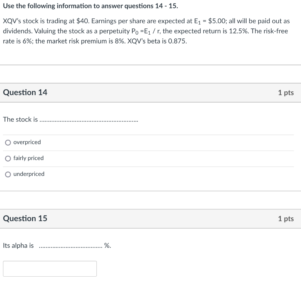 Solved Use the following information to answer questions 14 | Chegg.com