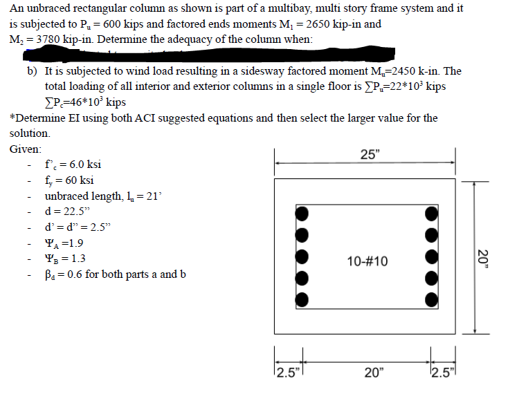Solved An unbraced rectangular column as shown is part of a | Chegg.com