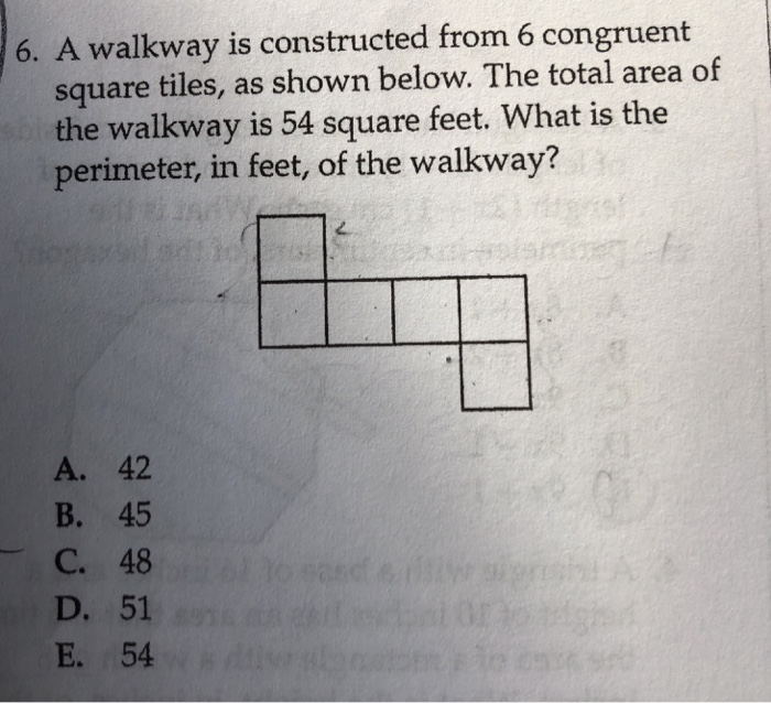 Solved 6. A walkway is constructed from 6 congruent square | Chegg.com
