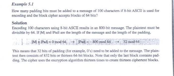 Solved Example 5.1 How many padding bits must be added to a | Chegg.com