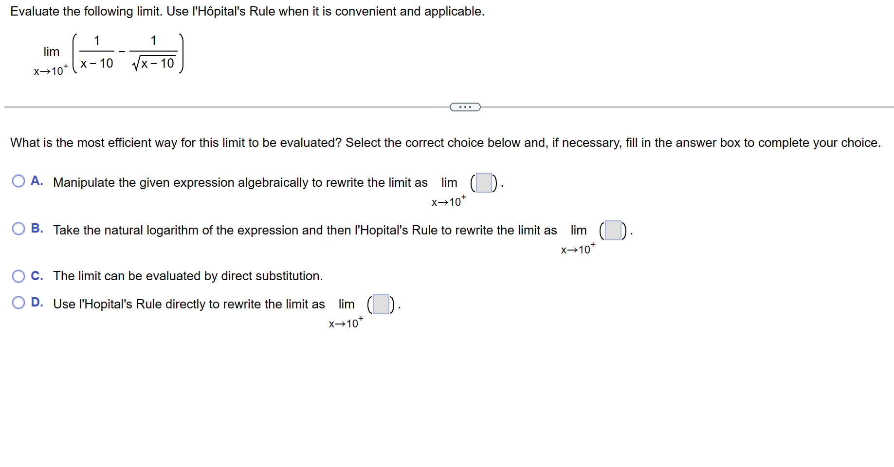 Solved Evaluate the following limit. ﻿Use l'Hôpital's Rule | Chegg.com