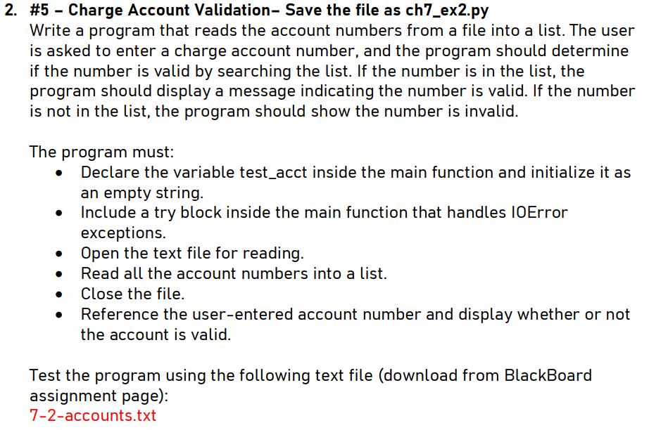 Solved #5 - Charge Account Validation-Save the file as | Chegg.com