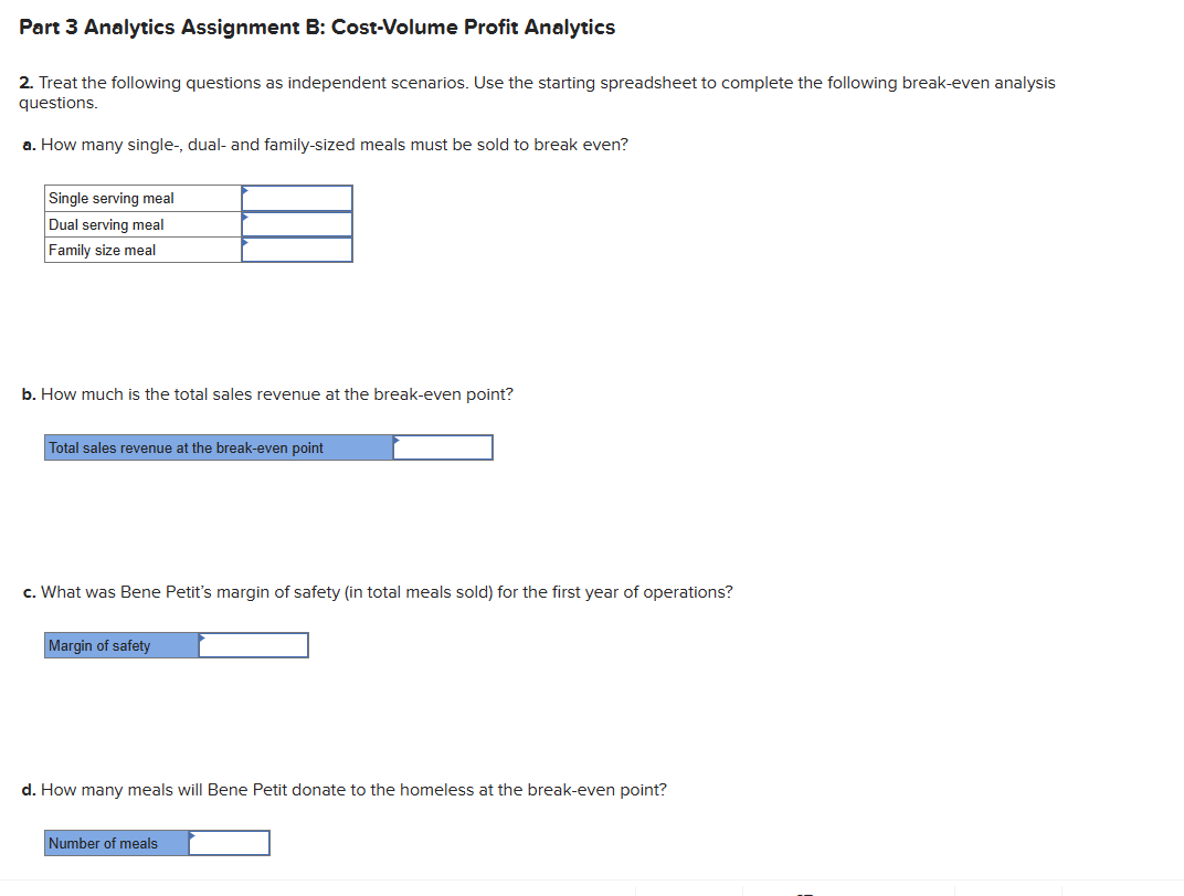 Required information Part 3 Analytics Assignment: | Chegg.com
