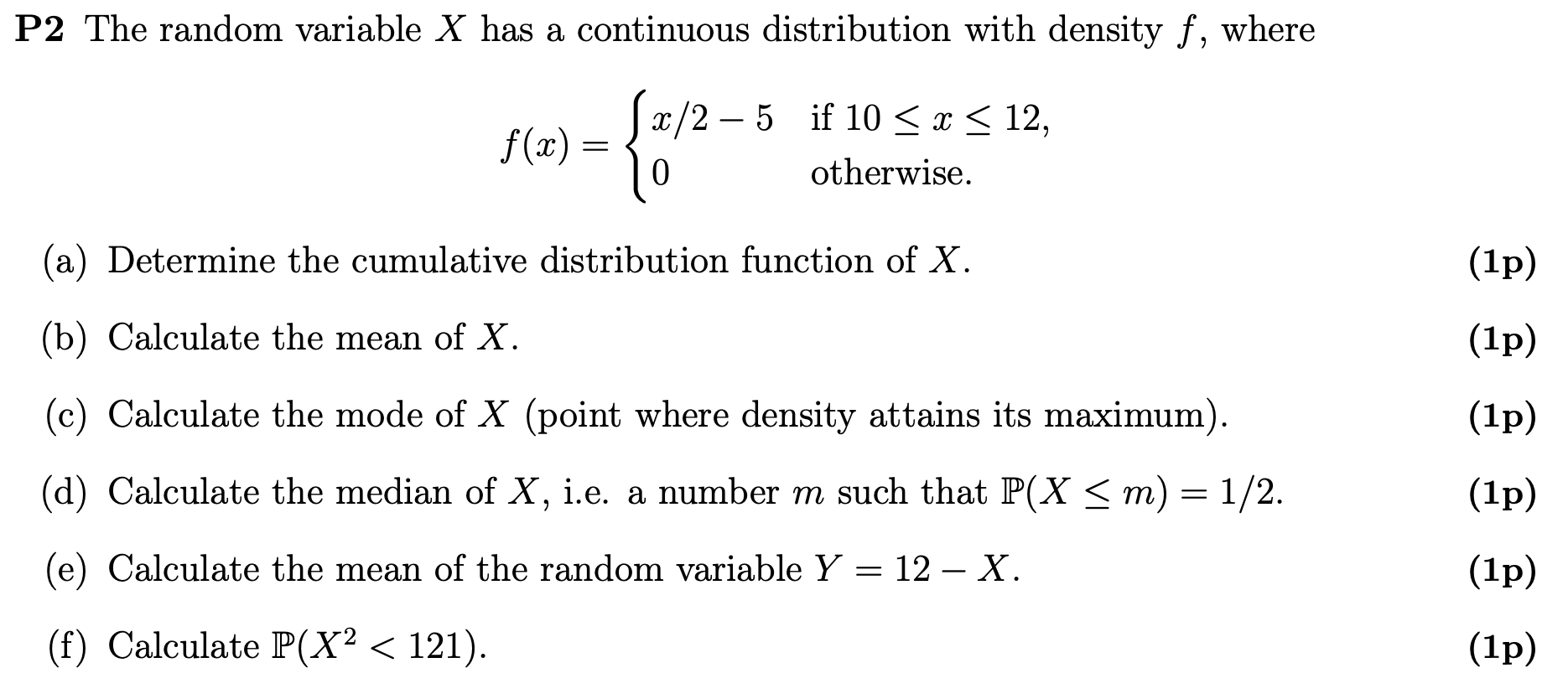 Solved P2 The random variable X has a continuous | Chegg.com