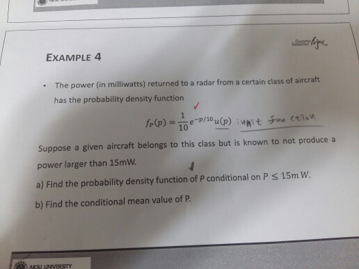 Solved EXAMPLE 4 The power (in milliwatts) returned to a | Chegg.com