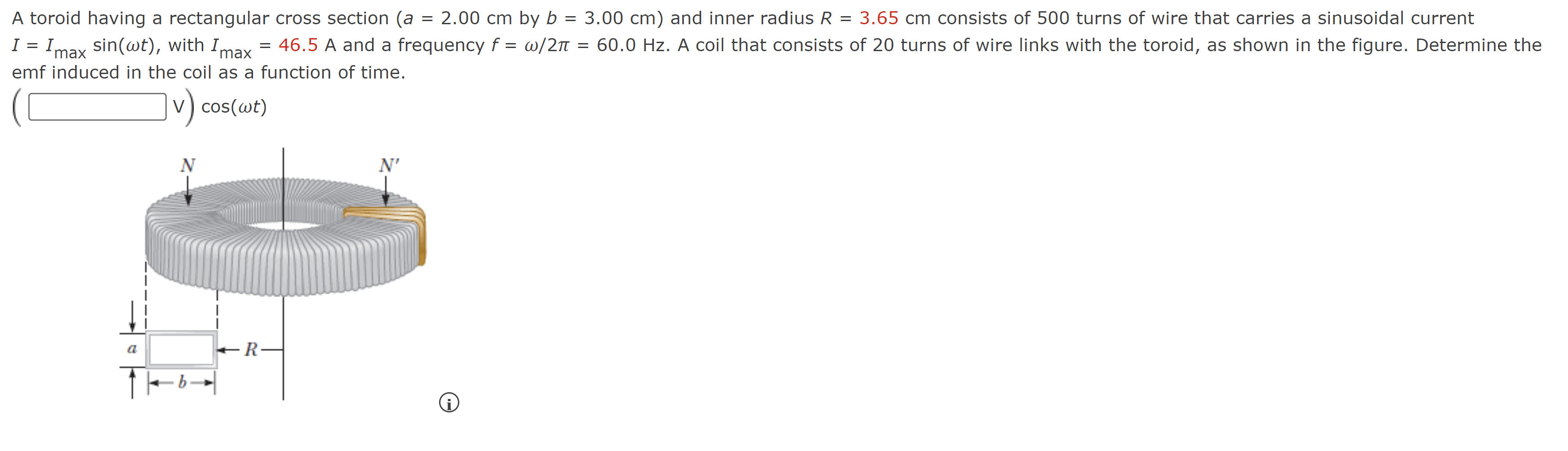Solved A toroid having a rectangular cross section ( a=2.00 | Chegg.com