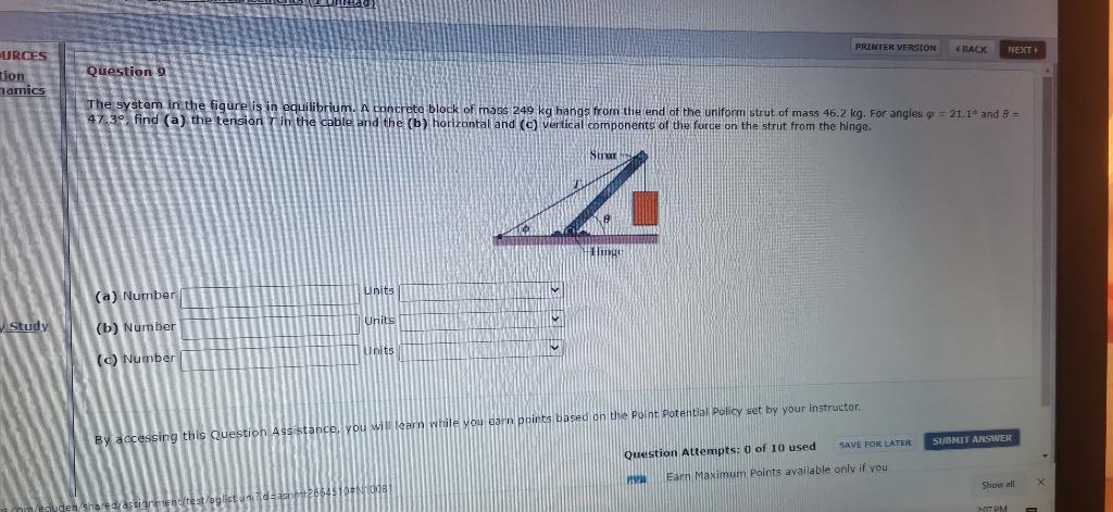 Solved PRINTER VERSION RACK NEXT URCES tion mamics Question | Chegg.com