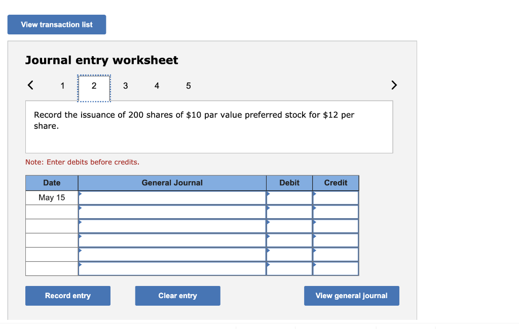 Solved Exercise 10-5A Record common stock, preferred stock, | Chegg.com