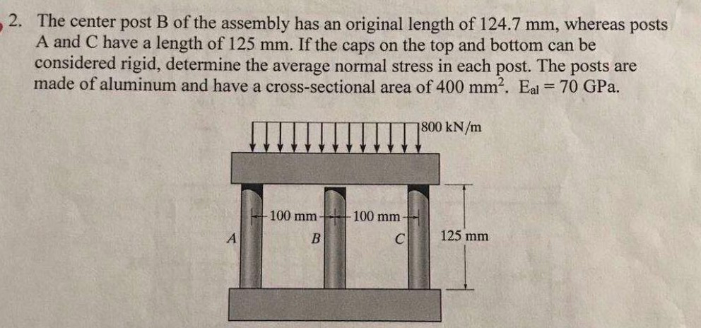Solved 2. The center post B of the assembly has an A and C | Chegg.com