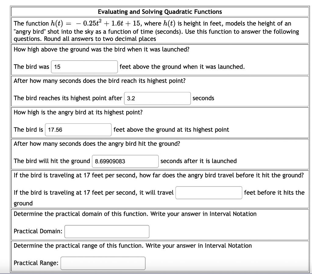 Solved Evaluating and Solving Quadratic Functions The | Chegg.com