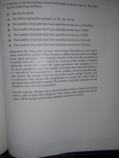 Solved class Movie that contains information about a movie. | Chegg.com