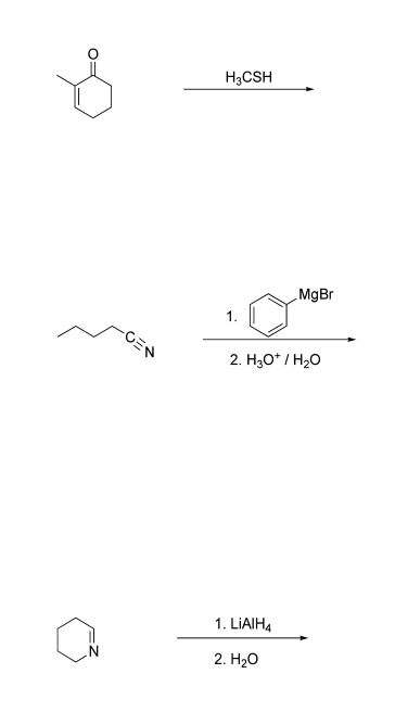 Solved H3CSH MgBr 2. H3O+ / H2O 1. LiAIHA 2. H20 | Chegg.com