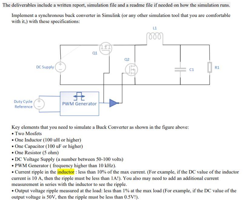 Solved The deliverables include a written report, simulation | Chegg.com