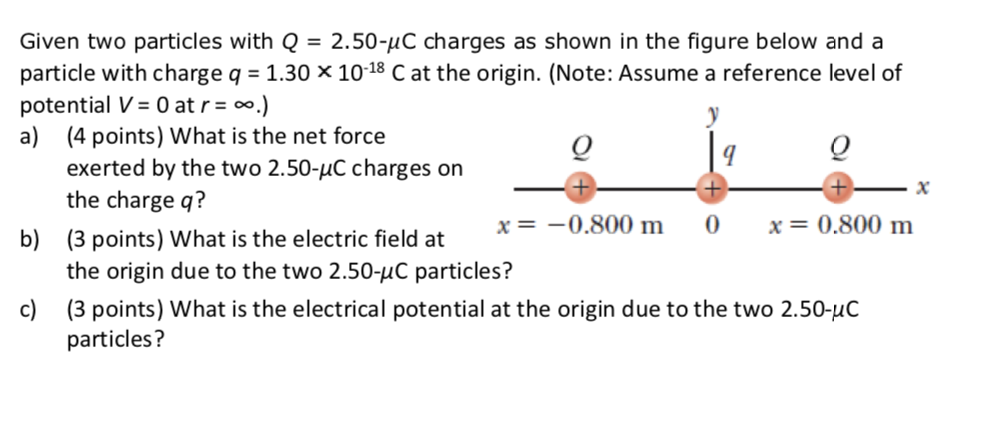 Solved Given two particles with Q = 2.50-uc charges as shown | Chegg.com