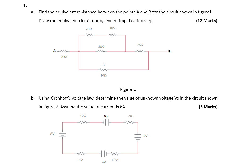 Solved 1. a. Find the equivalent resistance between the | Chegg.com