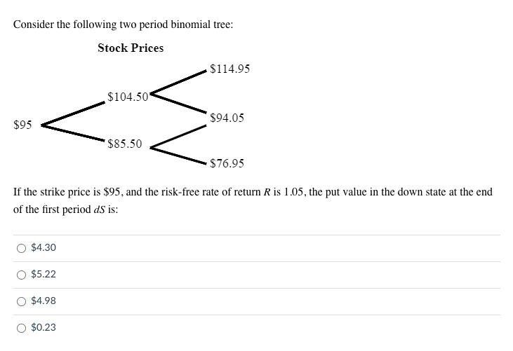 Solved Consider the following two period binomial tree: | Chegg.com