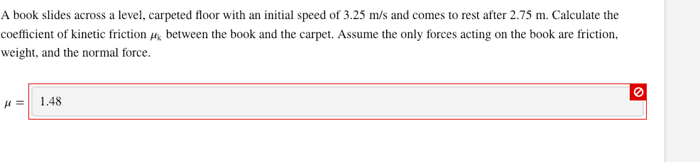 Solved A book slides across a level, carpeted floor with an | Chegg.com