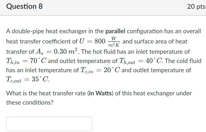Solved A double-pipe heat exchanger in the parallel | Chegg.com