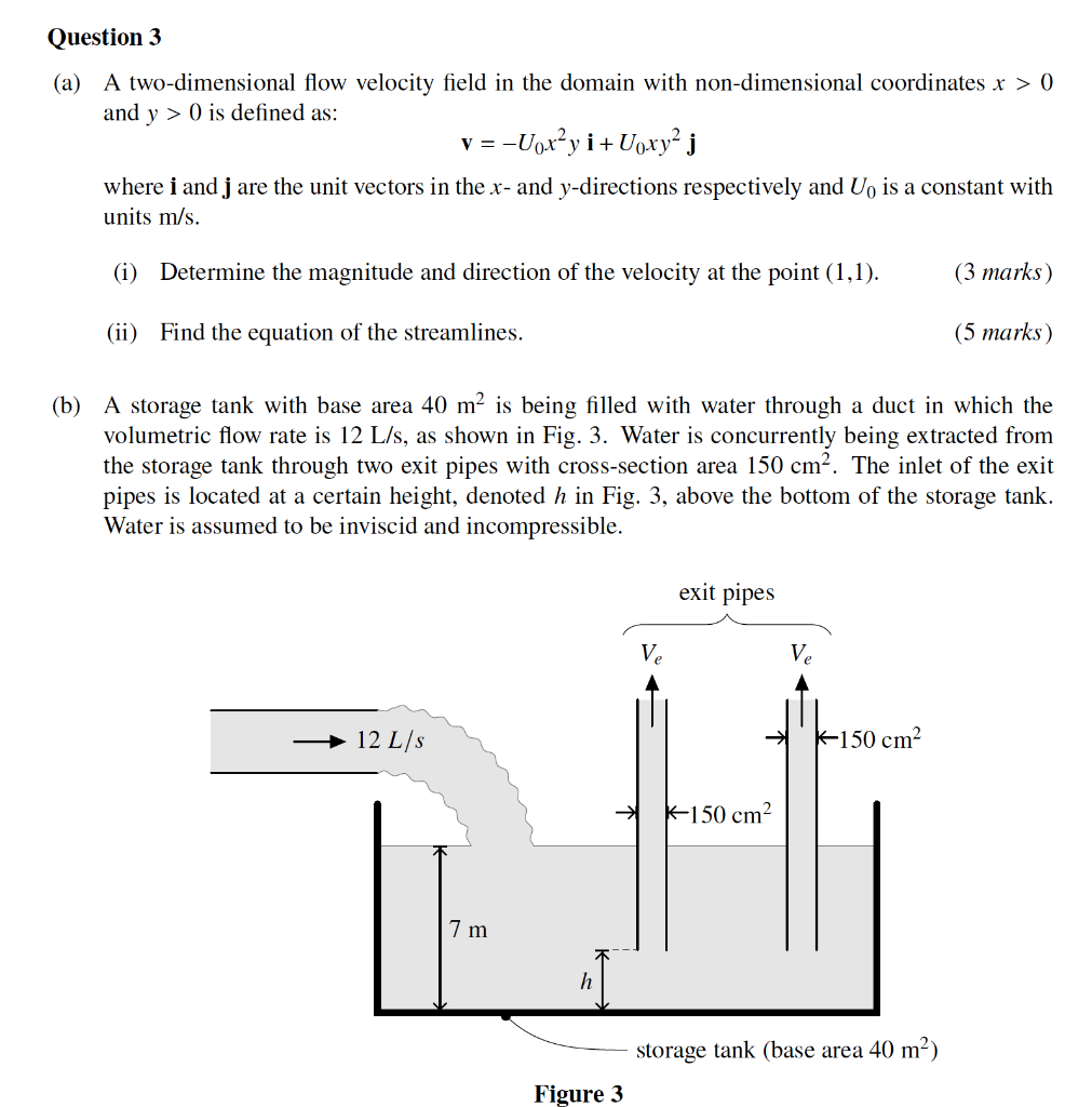 Solved Question 3 (a) A two-dimensional flow velocity field | Chegg.com