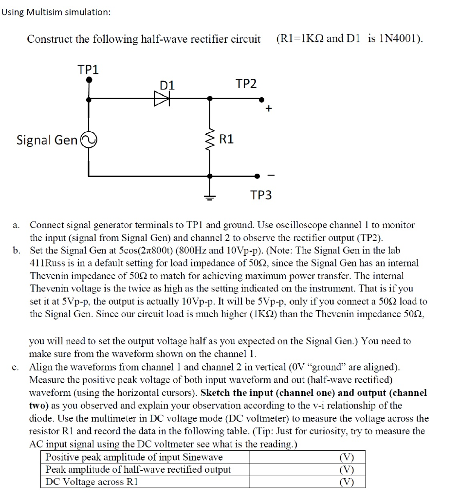 Using Multisim simulation Construct the following | Chegg.com