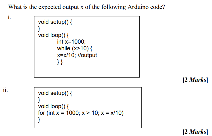 Solved What is the expected output x of the following | Chegg.com