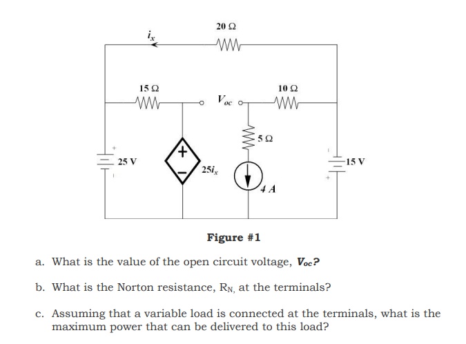 Solved Figure #1 a. What is the value of the open circuit | Chegg.com