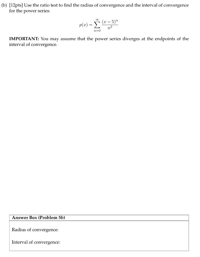 Solved 5. [24 pts] Infinite Sequences & Series (a) [12pts] | Chegg.com
