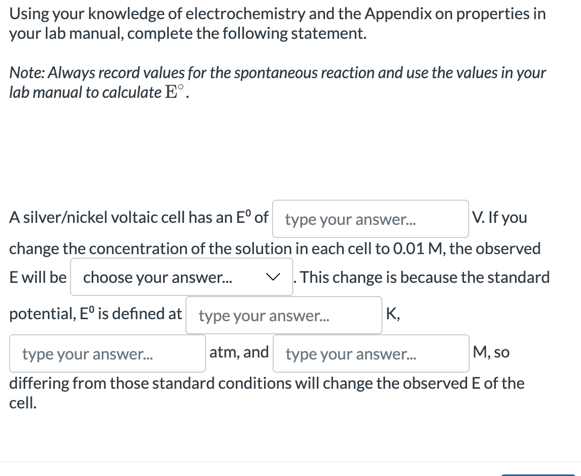 Solved Using your knowledge of electrochemistry and the | Chegg.com