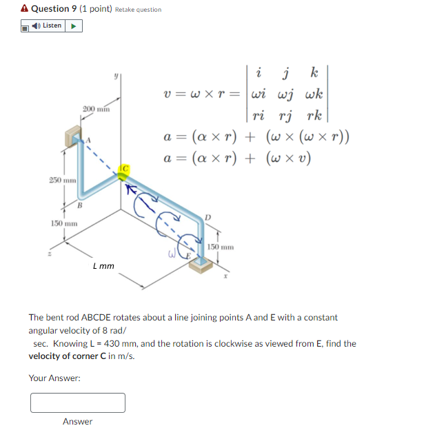 Solved A Question 9 (1 point) Retake question Listen 250 | Chegg.com