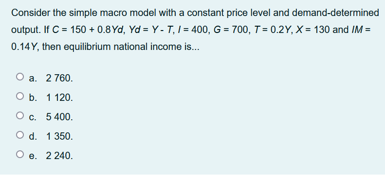 Solved Consider the simple macro model with a constant price | Chegg.com