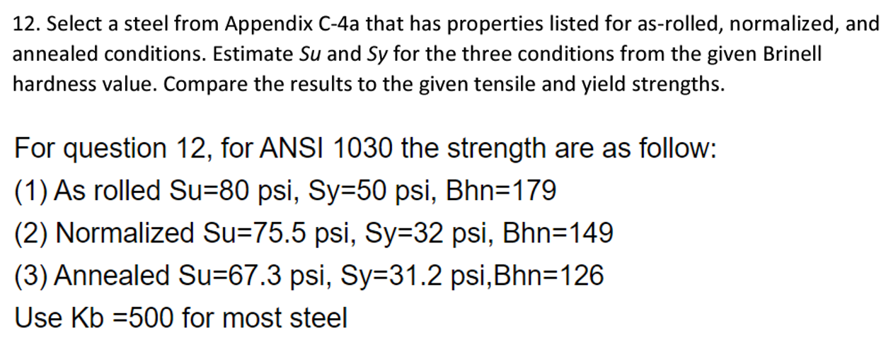 12. Select a steel from Appendix C-4a that has | Chegg.com