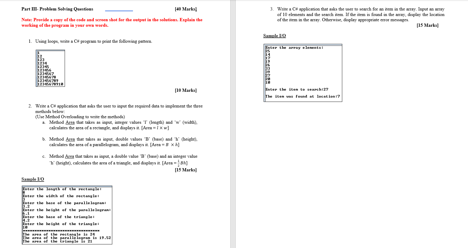 Solved Part III- Problem Solving Questions [40 Marks) 3. | Chegg.com