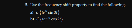 Solved 5. Use the frequency shift property to find the | Chegg.com