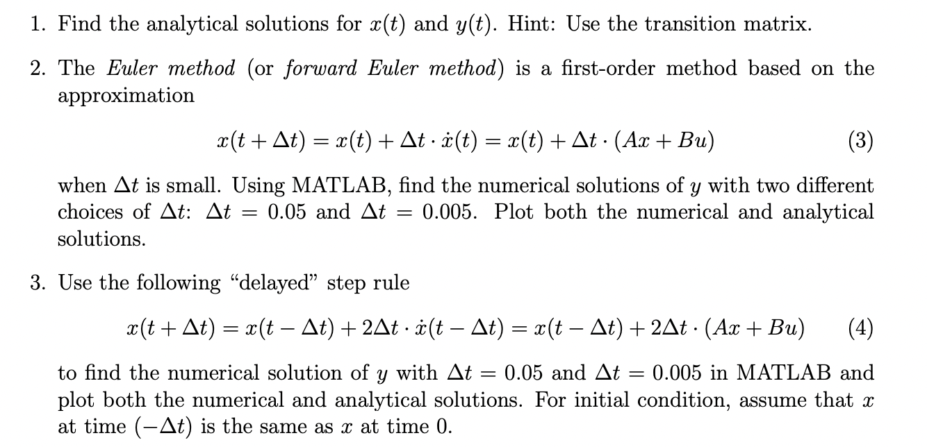 Solve for the output y under the input signal u = | Chegg.com