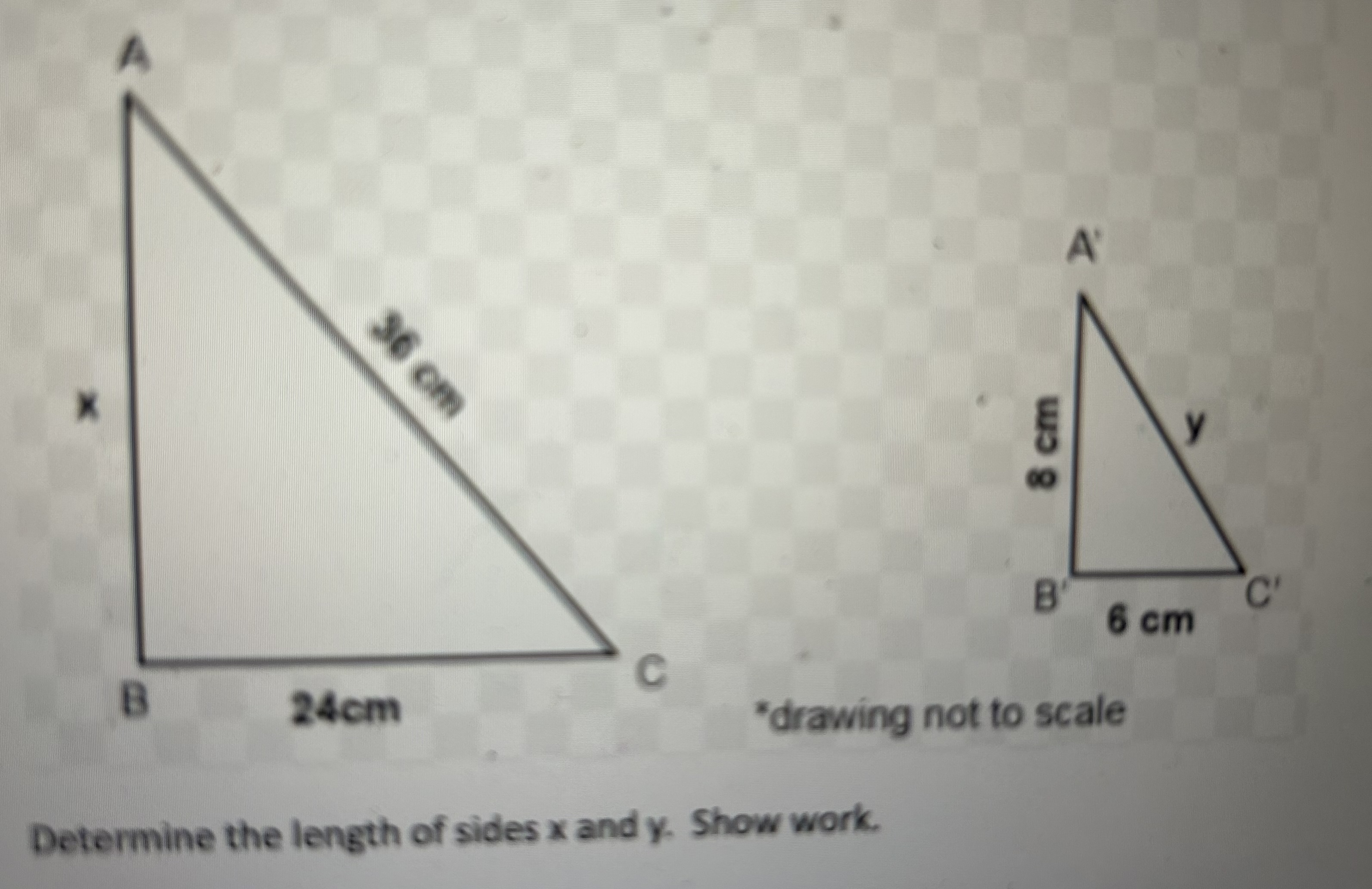 Solved "drawing not to scale Determine the length of sides x | Chegg.com