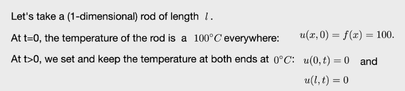 Solved Let's take a (1-dimensional) rod of length 1. At t=0, | Chegg.com