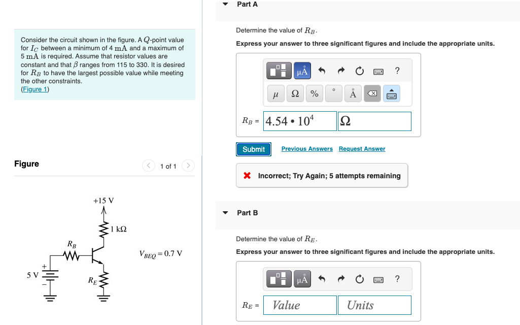 Solved Determine the value of RB. Consider the circuit shown | Chegg.com
