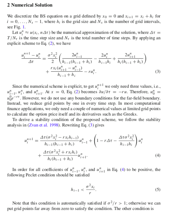 2 Numerical Solution We discretize the BS equation on | Chegg.com