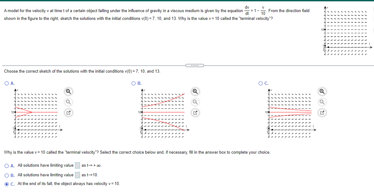 Solved A Model For The Velocity V At Time T Of A Certain