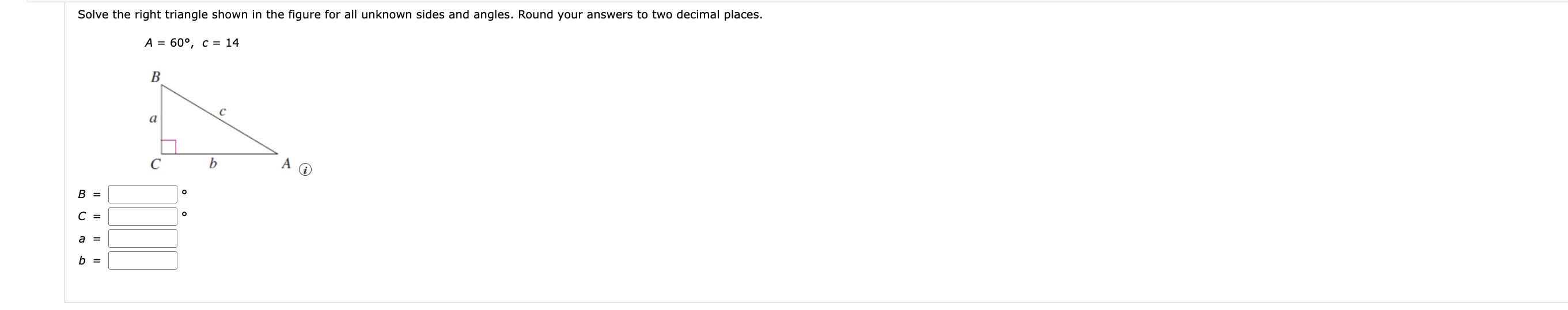 Solved Solve the right triangle shown in the figure for all | Chegg.com